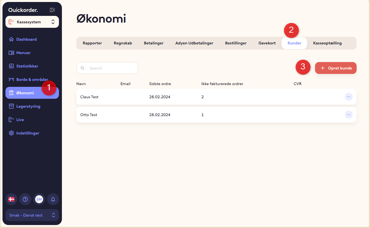 Faktura/Kredit system i Quickorder POS